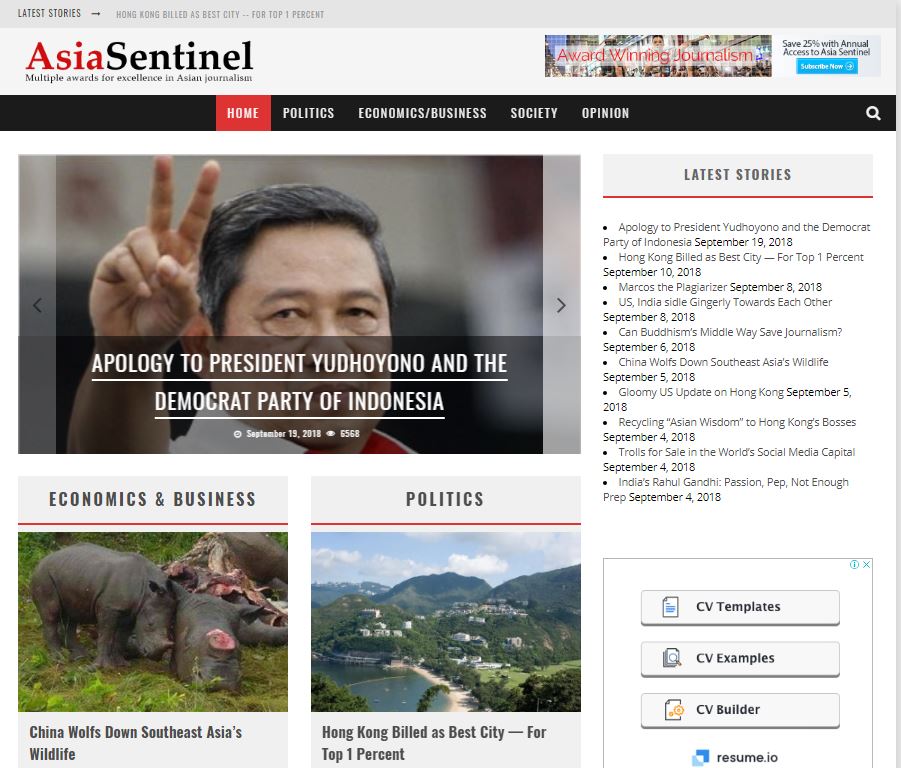 Ini hasil investigasi media Asia Sentinel oleh Partai Demokrat