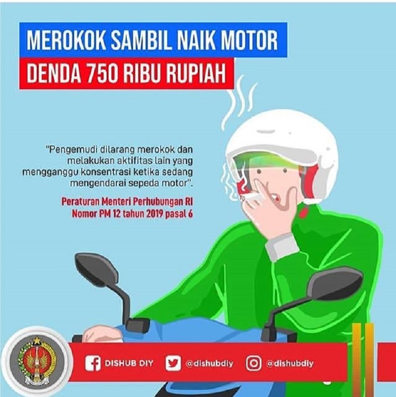 Merokok sambil nyetir bakal ditilang dan denda Rp750.000