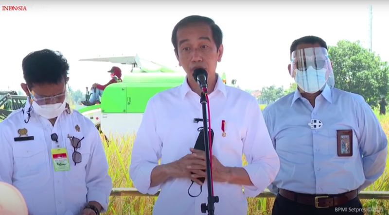 Jokowi tinjau panen raya padi di Indramayu