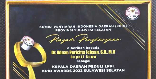 Peduli penyiaran, Bupati Gowa raih penghargaan KPID Award